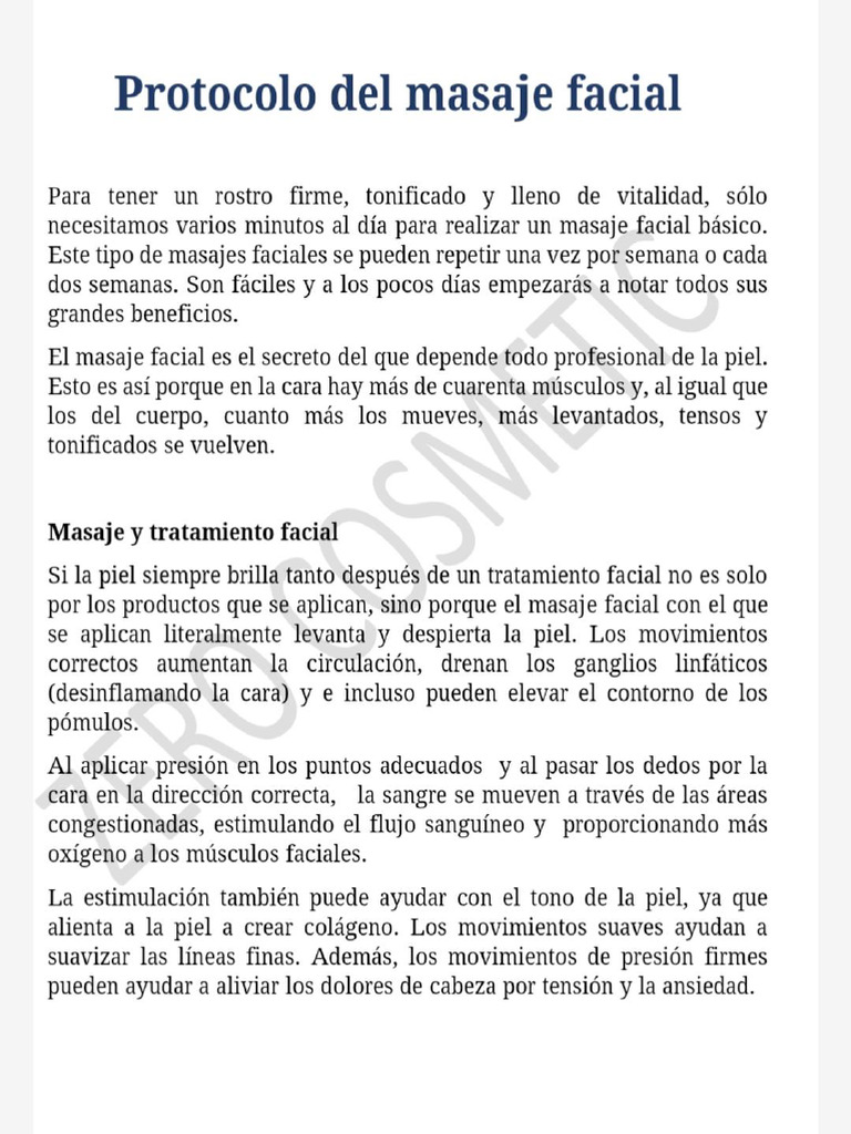 Protocolo y Beneficios Del Masaje Facial | PDF