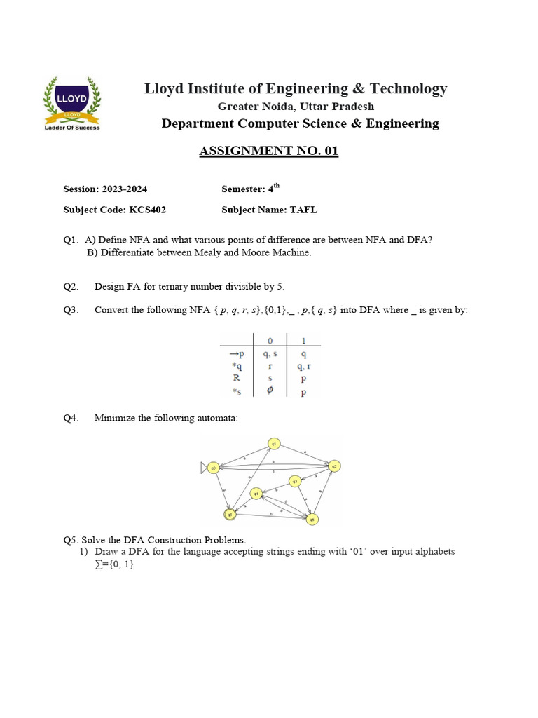 Assignment 1 TAFL | PDF | Computers