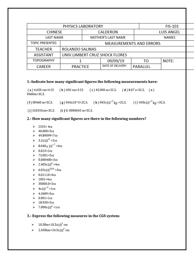 Physics Laboratory | PDF | Accuracy And Precision | Significant Figures