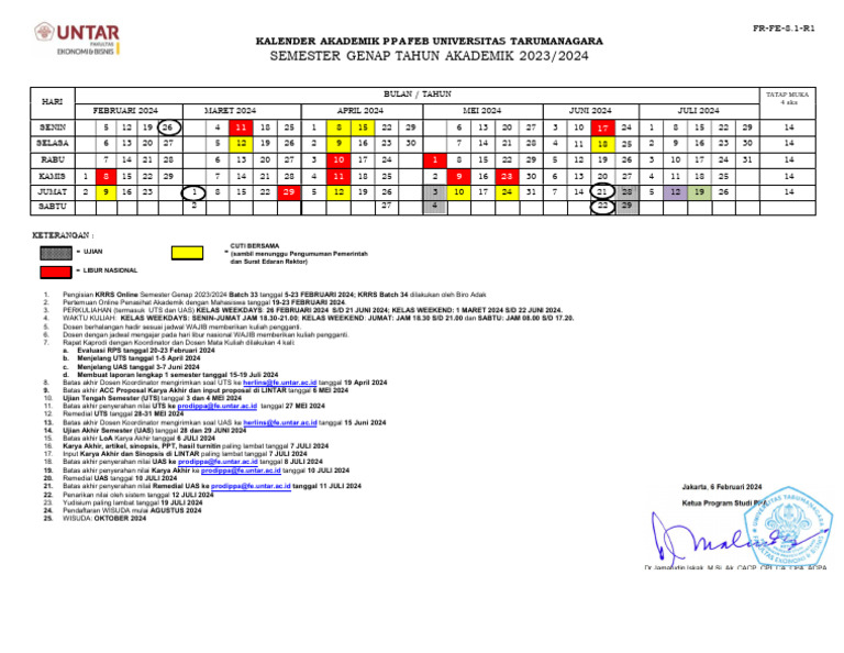 Kalender Akademik PPA Genap 2023-2024 | PDF