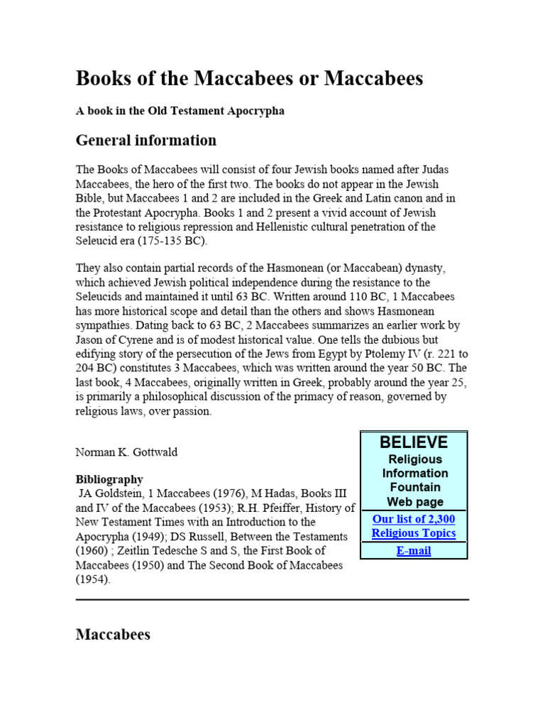 Maccabees Books | Download Free PDF | Maccabees | Hasmonean Dynasty
