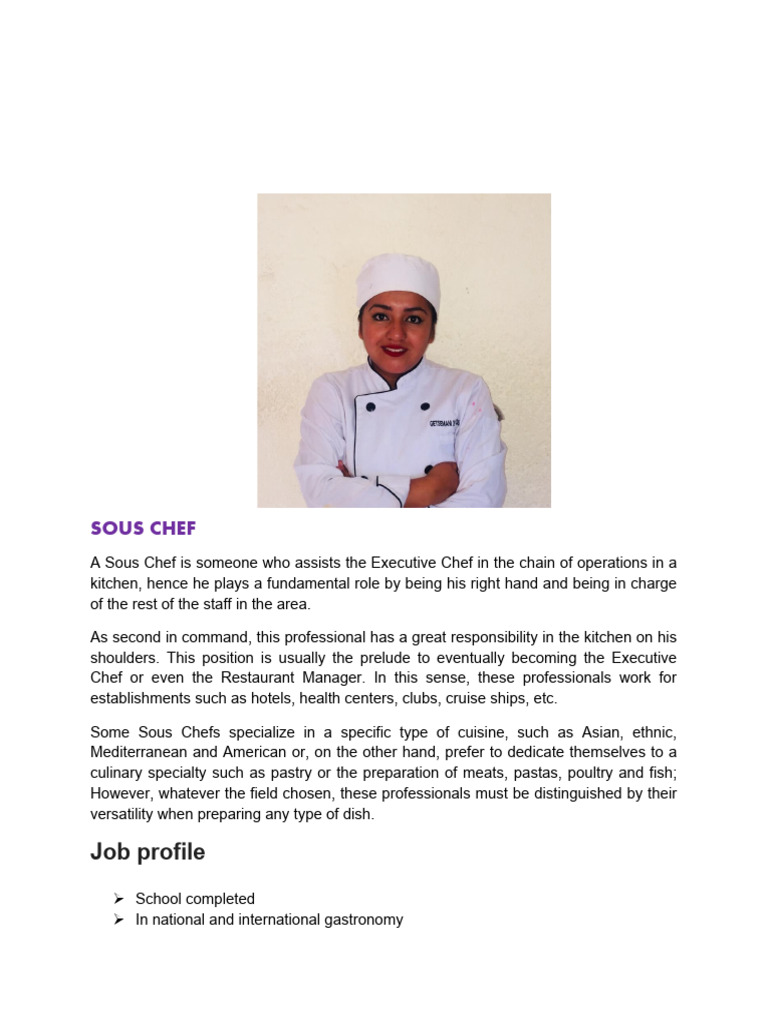Sous Chef | PDF | Chef | Menu