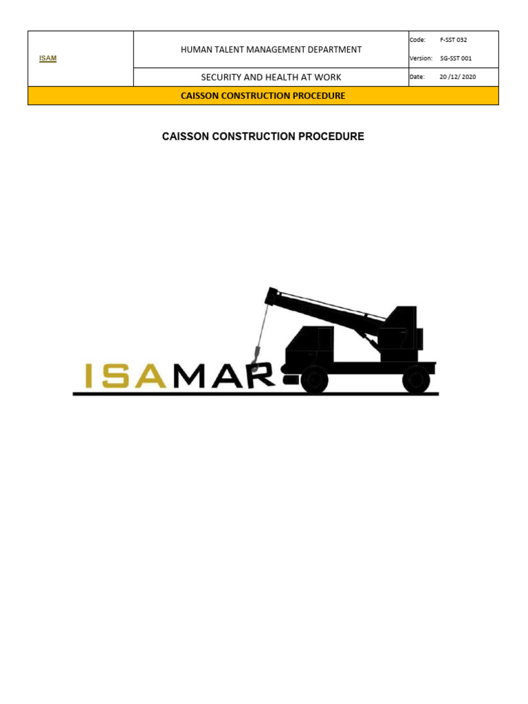 Caisson Construction Procedure | PDF | Deep Foundation | Concrete