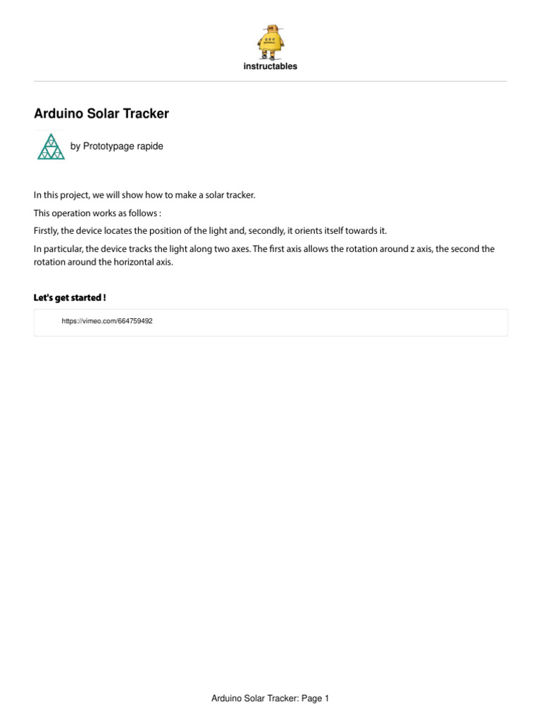 Arduino Solar Tracker 1 Pdf Rotation Arduino