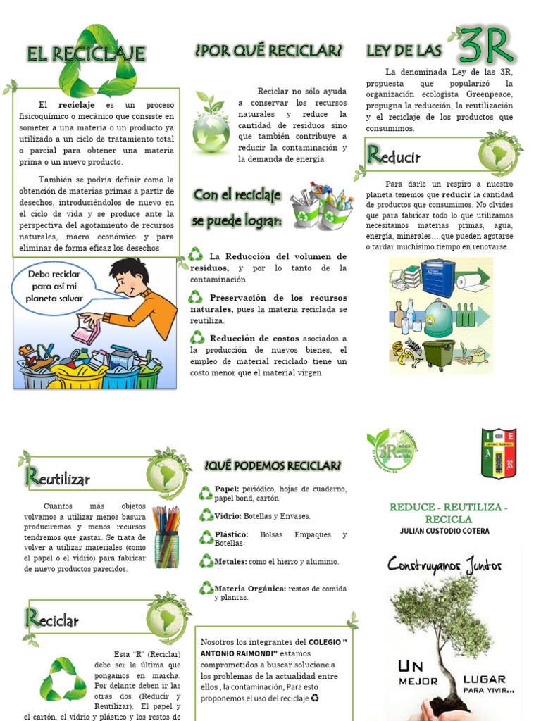 Triptico Reciclaje | PDF | Reciclaje | Residuos Triptico Reciclaje | PDF | Reciclaje | Residuos