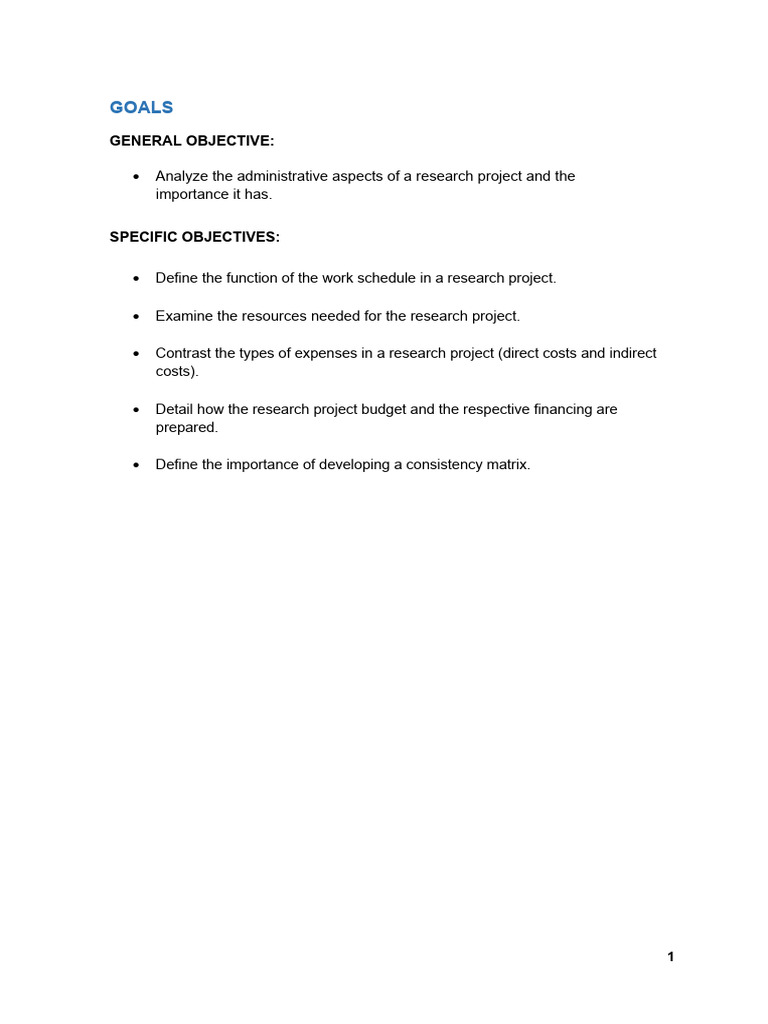 Administrative Aspects of The Research Project | PDF | Matrix (Mathematics)