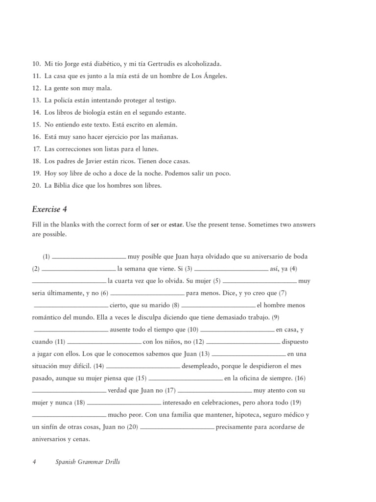 Spanish Grammar Drill 4 | PDF