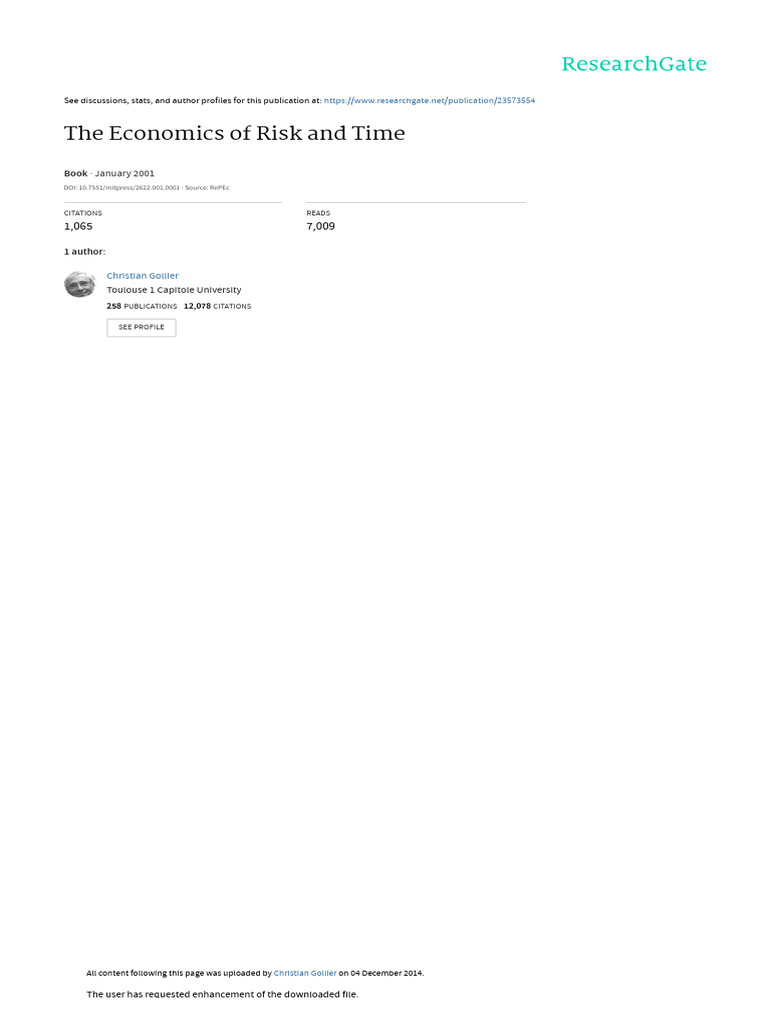 The Economics of Risk and Time | Download Free PDF | Risk Aversion | Risk