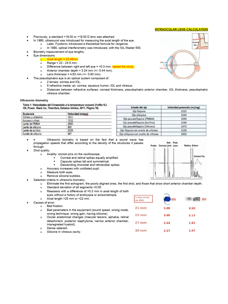 Intraocular Lens Calculation | Download Free PDF | Electromagnetic ...