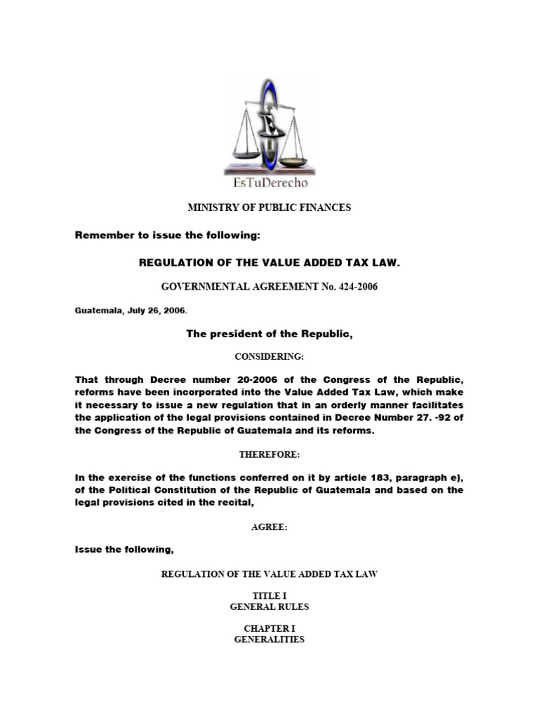 Regulation of The VAT Law | PDF | Invoice | Taxes