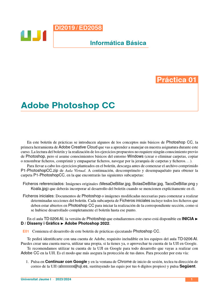 Practica Photoshop CC | PDF | Archivo de computadora | Ventana ...