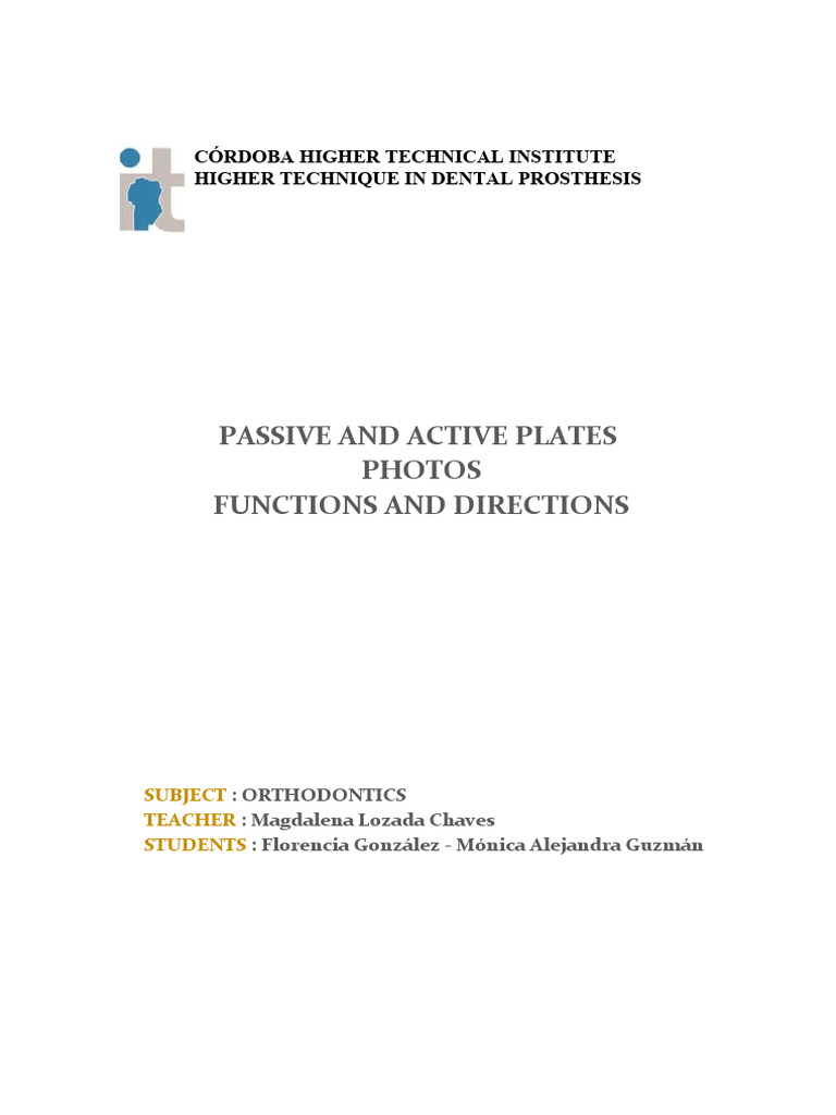 Passive and Active Plates, Photos, Functions and Addresses | PDF ...