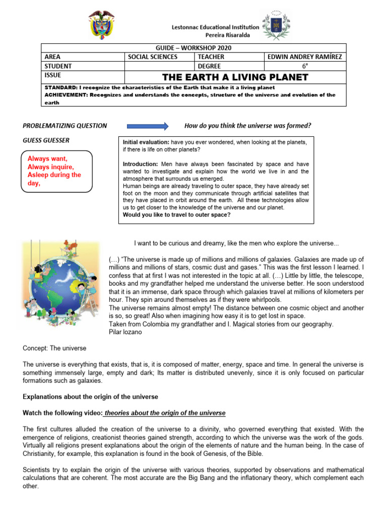 Workshop Guide The Universe Grade 6 | PDF | Universe | Inflation ...