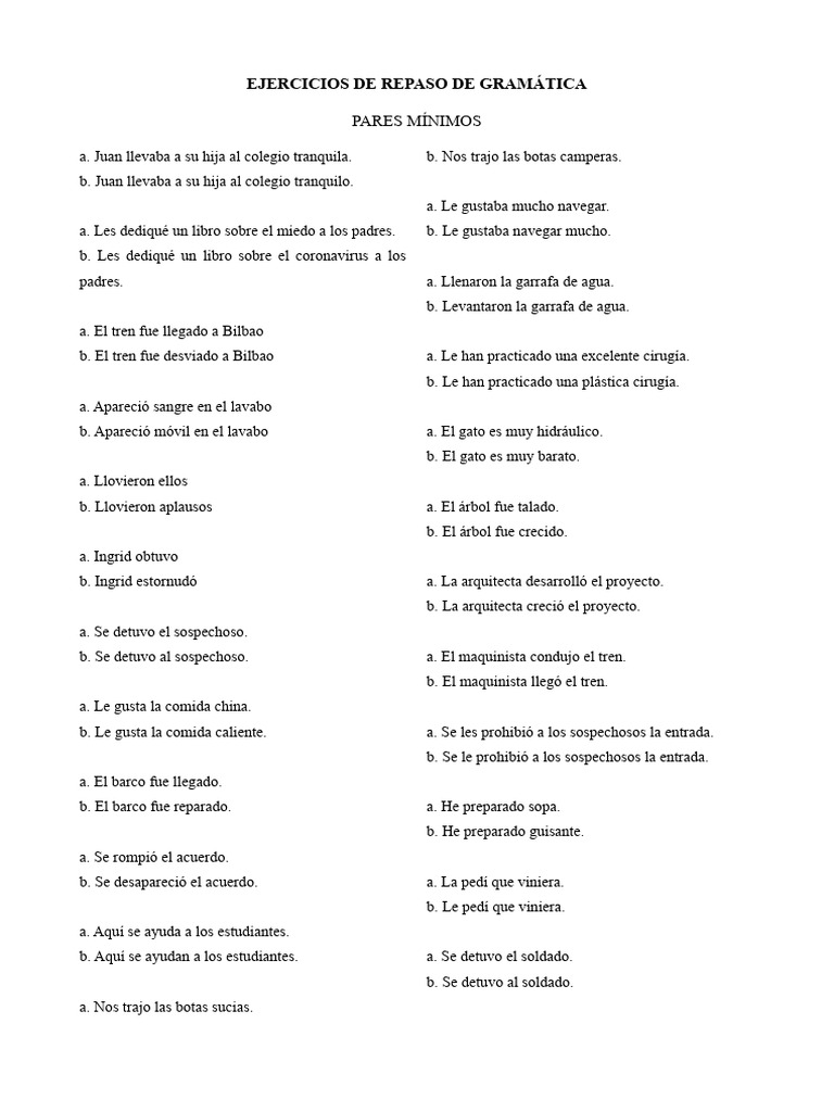 Ejercicios Gramática Repaso 1º BAT | PDF | Objeto (gramática) | Asunto ...
