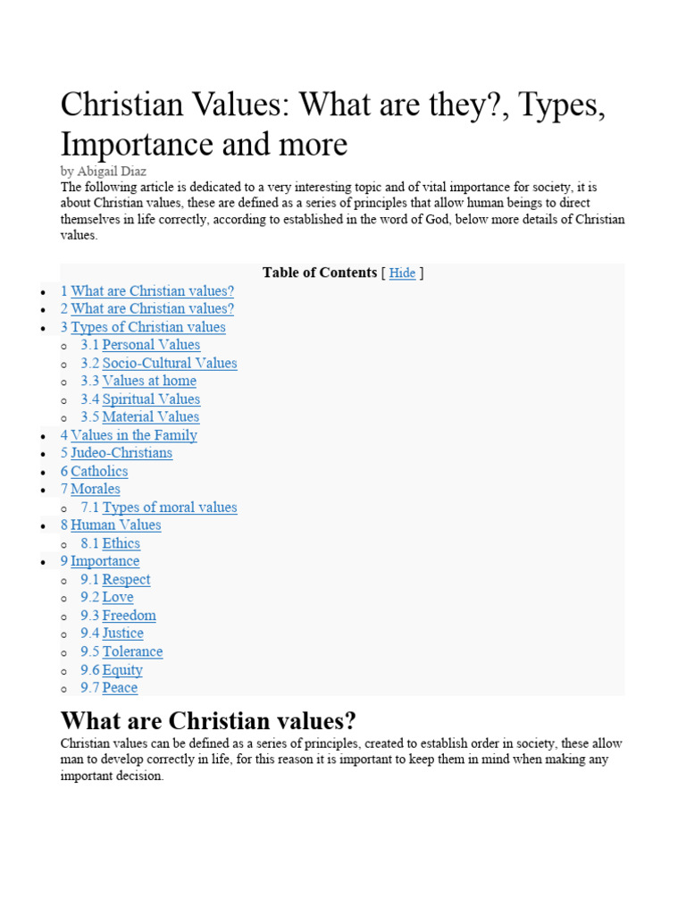 Christian Values | PDF | Christian Ethics | Virtue