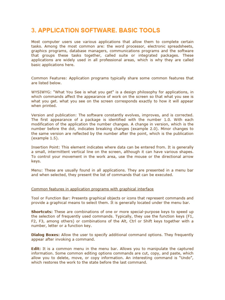 Application Software Basic and Advanced Tools | Download Free PDF | Application Software ...