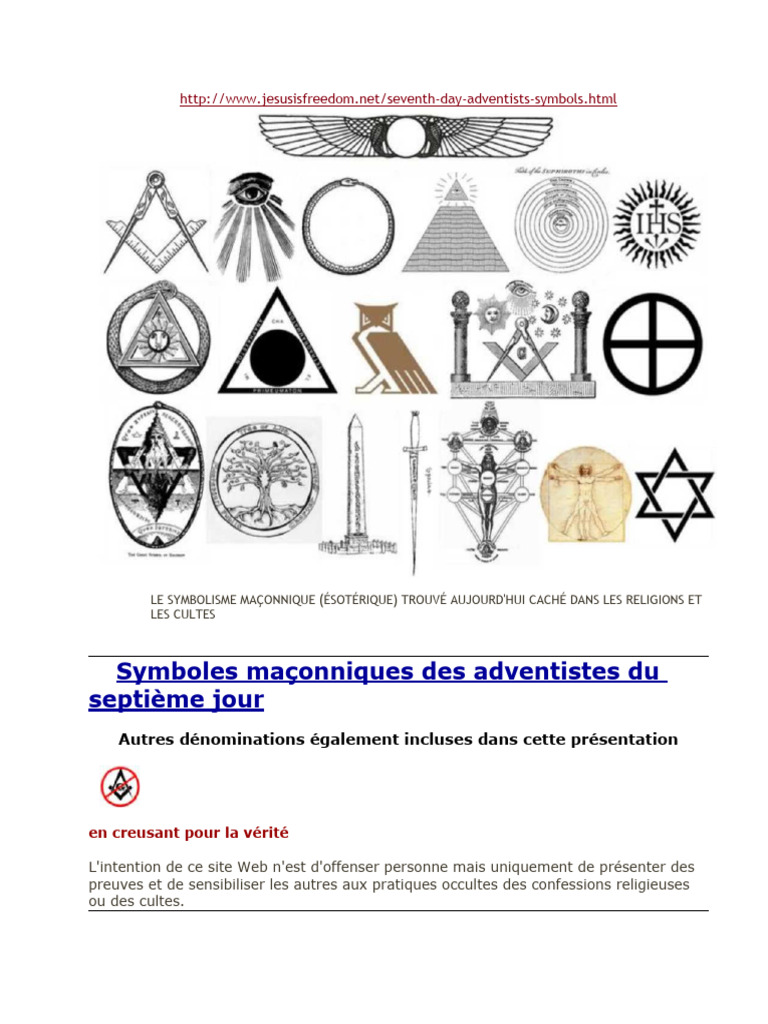 Symboles Maçonniques chez les Adventistes | PDF | Alchimie | Franc ...