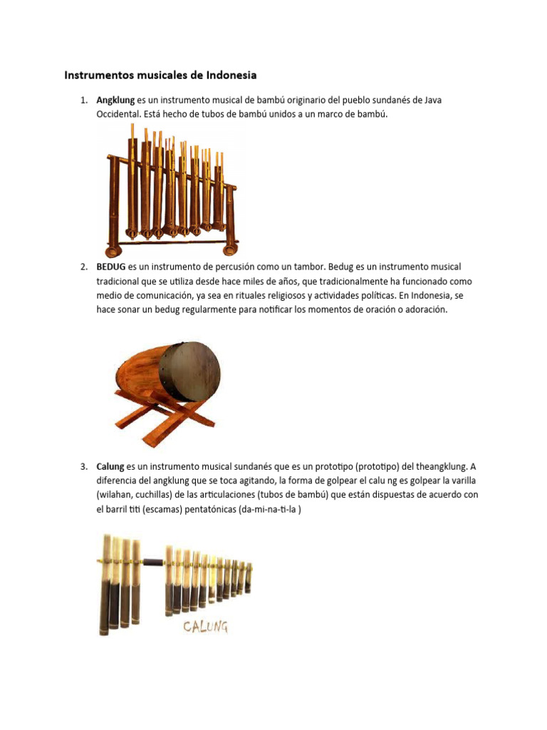 Instrumentos Musicales de Indonesia | PDF | Instrumentos musicales ...