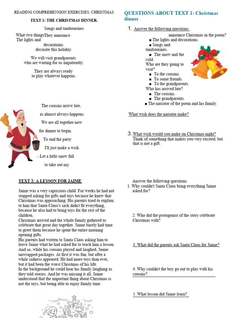 Reading Comprehension - Christmas | PDF | Christmas | Christmas Tree