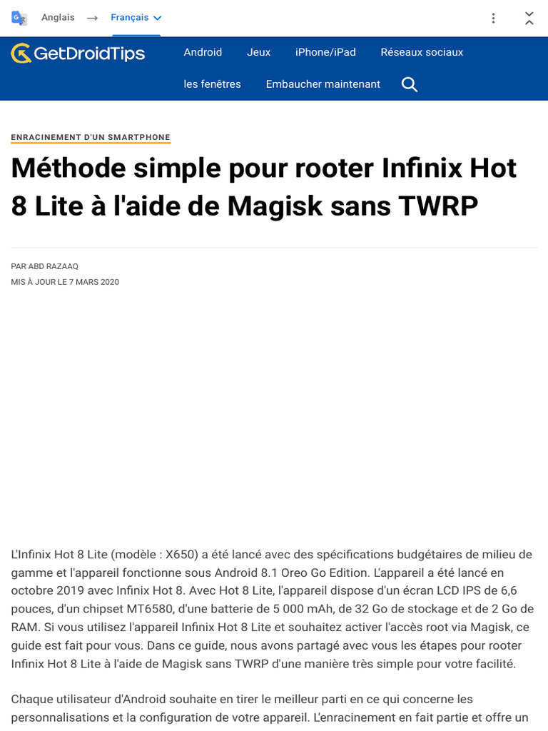 Méthode Simple Pour Rooter Infinix Hot 8 Lite À L'aide de Magisk Sans TWRP | PDF | Android ...