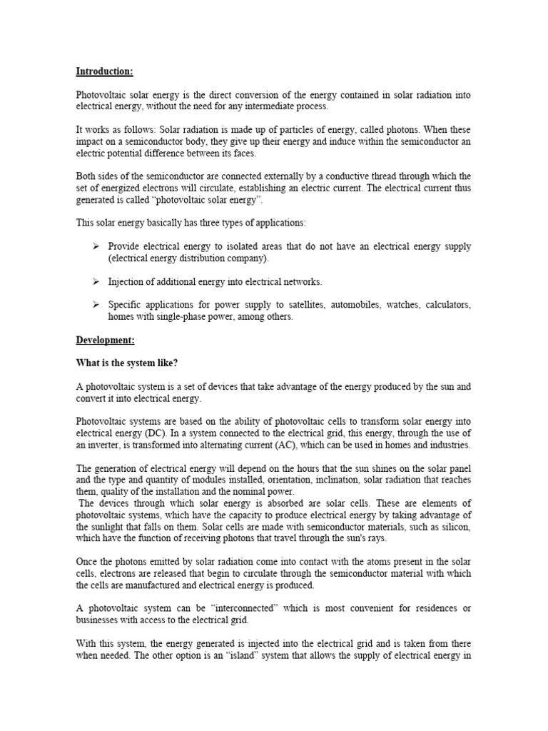 Solar Energy Report | PDF | Photovoltaics | Photovoltaic System