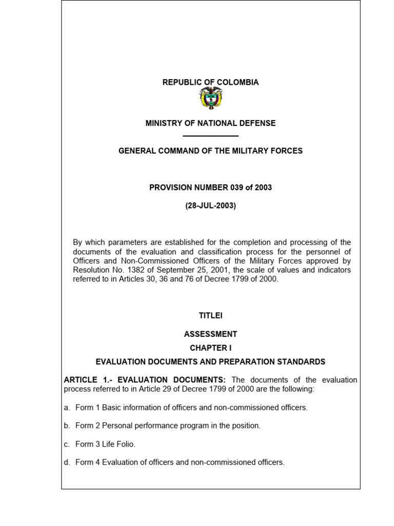 Provision 039 Official Evaluation Indicators | PDF | Military Rank ...