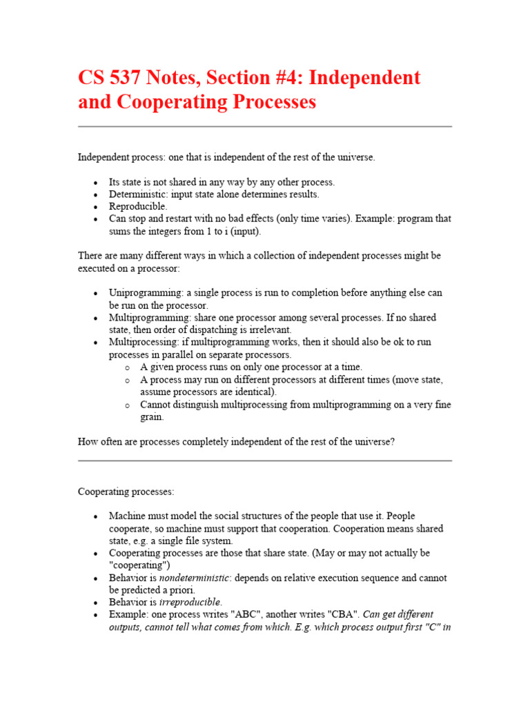 4-Independent and Cooperating Processes | PDF | Process (Computing) | Central Processing Unit