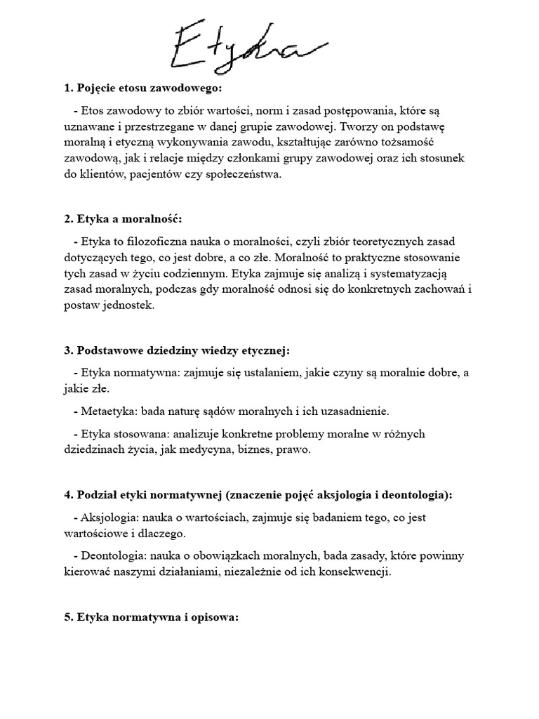 Etyka Kolokwium | PDF