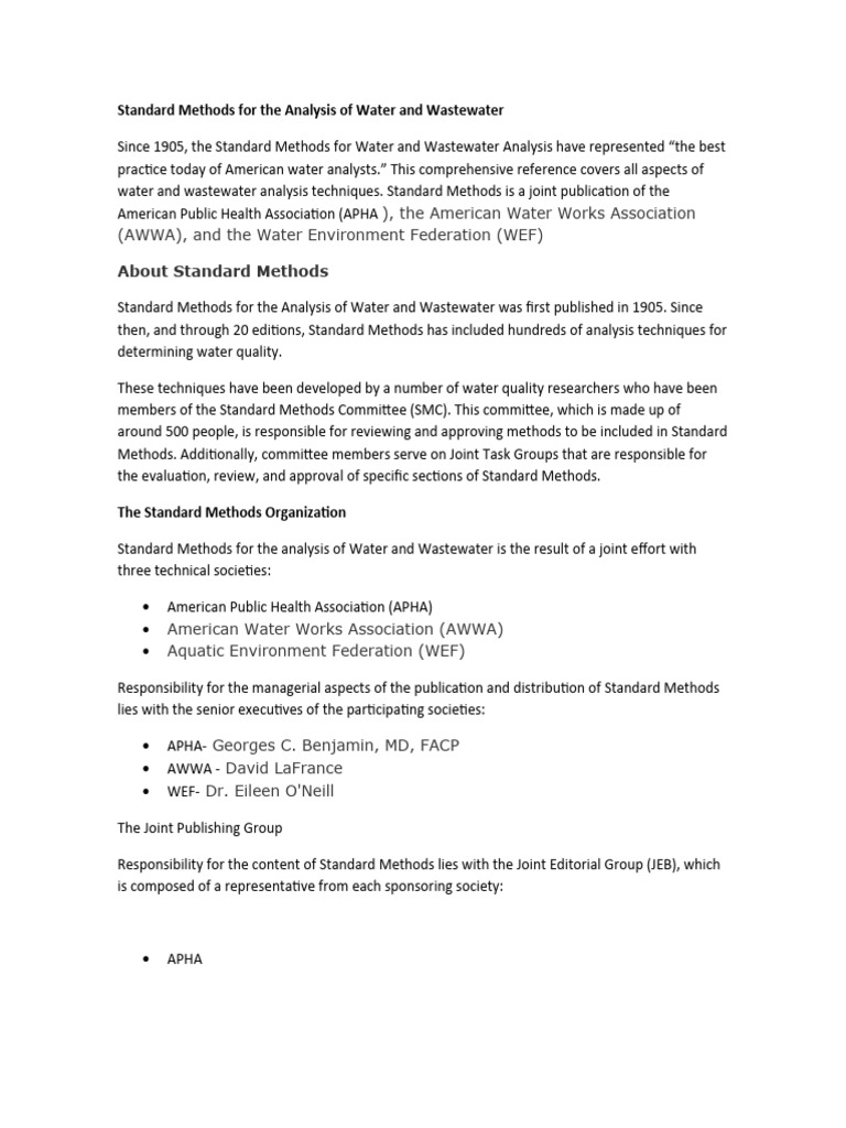 Water and Wastewater Analysis Methods | PDF | Hydraulic Engineering | Sanitation