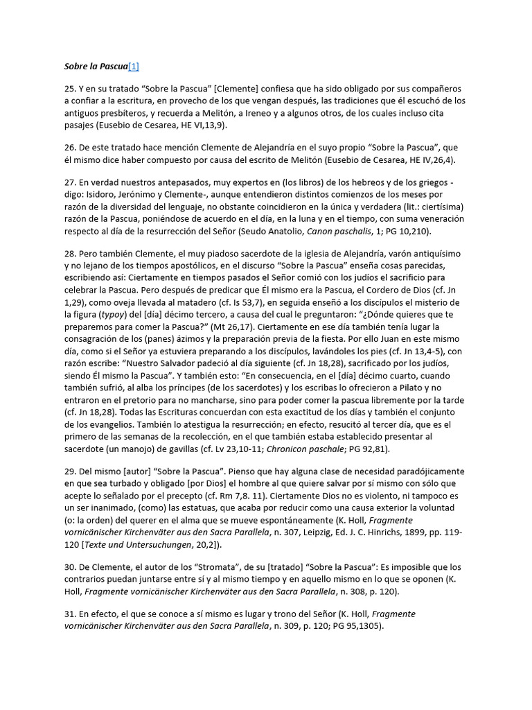 Sobre La Pascua y Canon de Clemente de Alejandría | PDF | Pascua de Resurrección | Clemente De ...