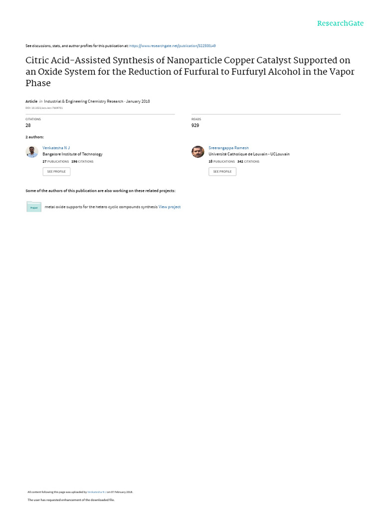 Citric Acid-Assisted Synthesis of Nanoparticle Copper Catalyst ...
