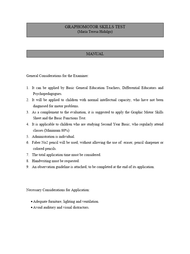 Graphomotor Skills Test | PDF | Neuroscience | Cognition