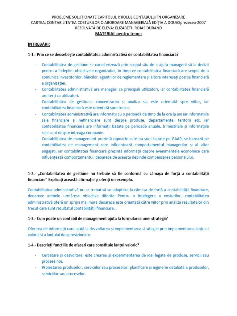 Probleme Rezolvate Capitolul I | PDF