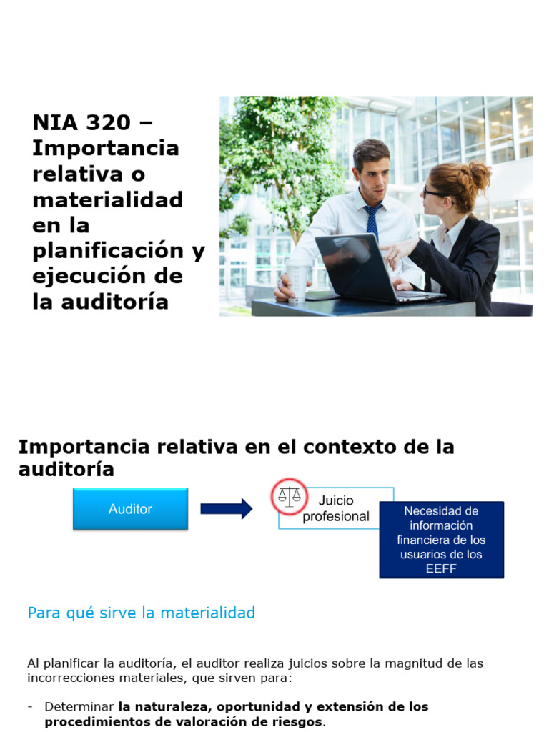 NIA 320 1. Materialidad | PDF | Auditoría | Estado financiero