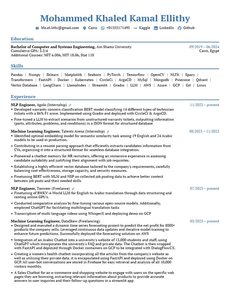 Mohammed Khaled Kamal Ellithy Resume | PDF | Lidar | Machine Learning