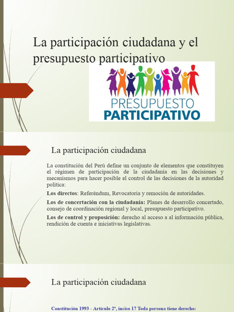 Participación Ciudadana y Presupuesto Participativo | PDF ...