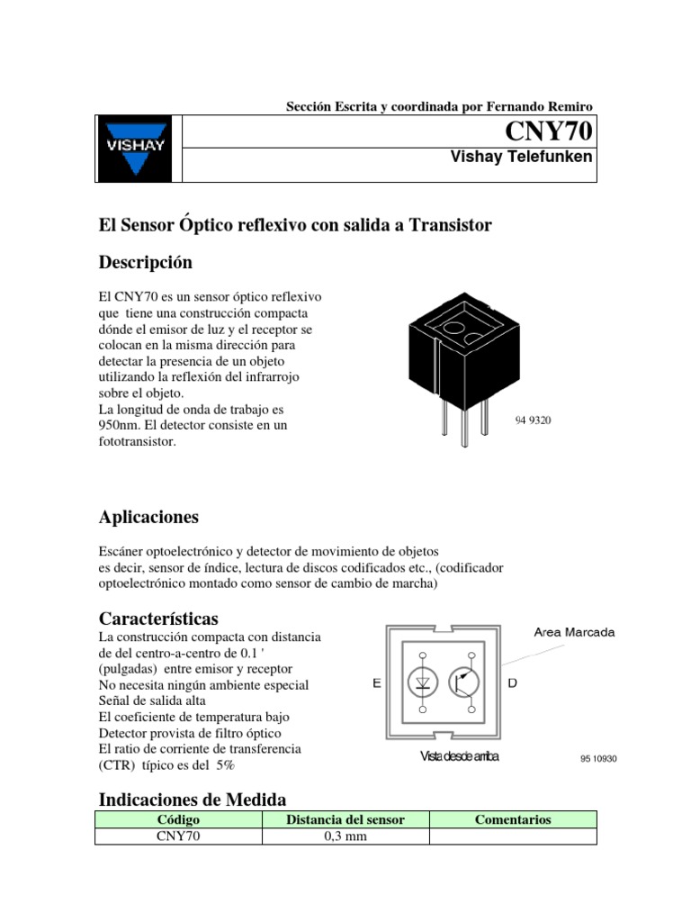 CNY70 | PDF | Sensor | Corriente eléctrica