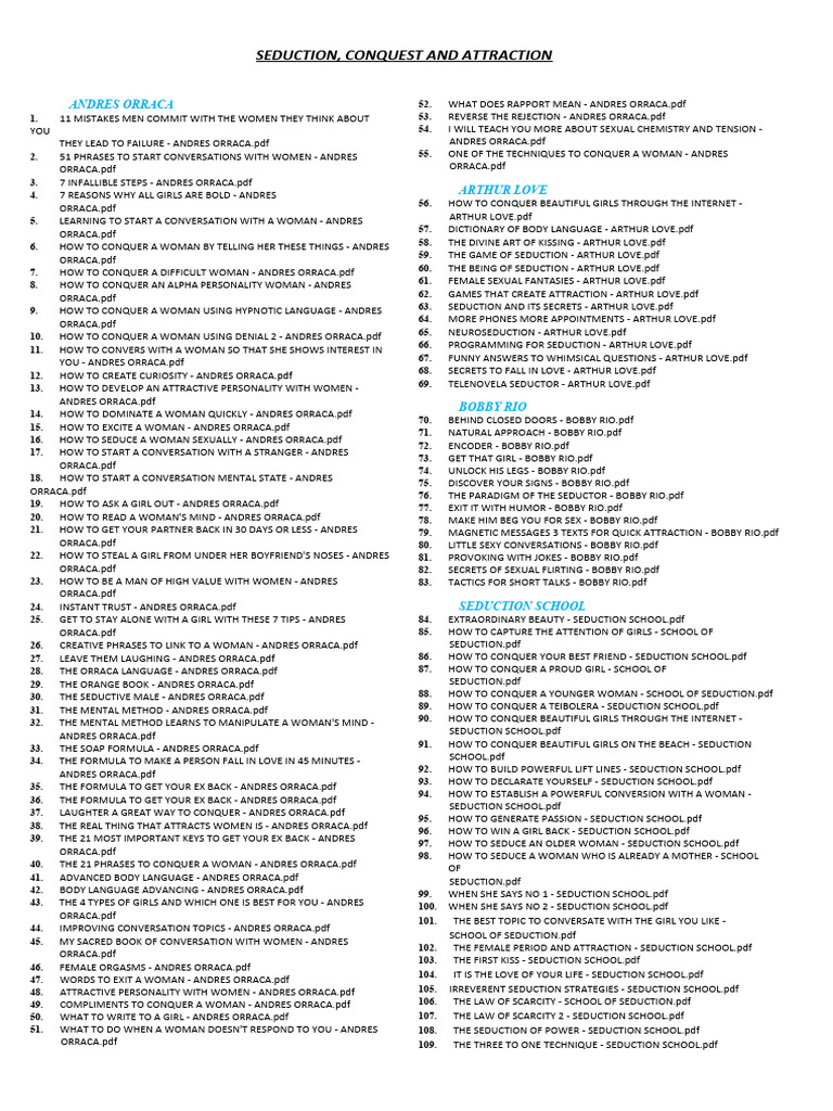 Pack 400 PDF Seduction Books | PDF | Seduction | Sexuality