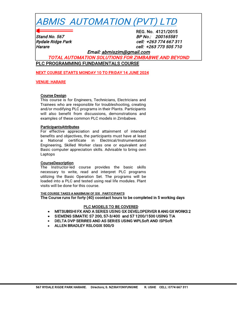 June 2024 PLC Training | PDF | Programmable Logic Controller | Automation