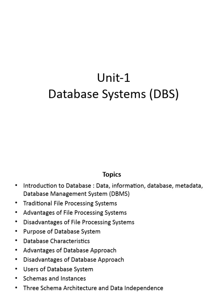 Dbms Unit 1 Pdf Databases Database Index 5010