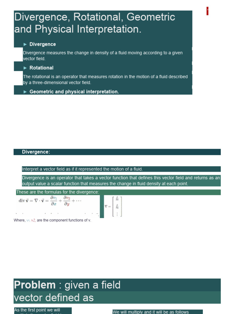 Divergence, Rotational, Geometric and Physical Interpretation | PDF | Divergence | Euclidean Vector