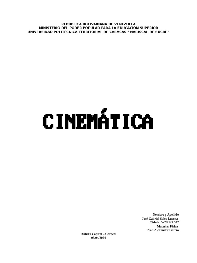Cinematica | PDF | Cinemática | Velocidad