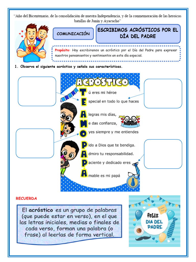 Ficha-Viern-Comun-Escribimos Acrósticos Por El Día Del Padre | PDF