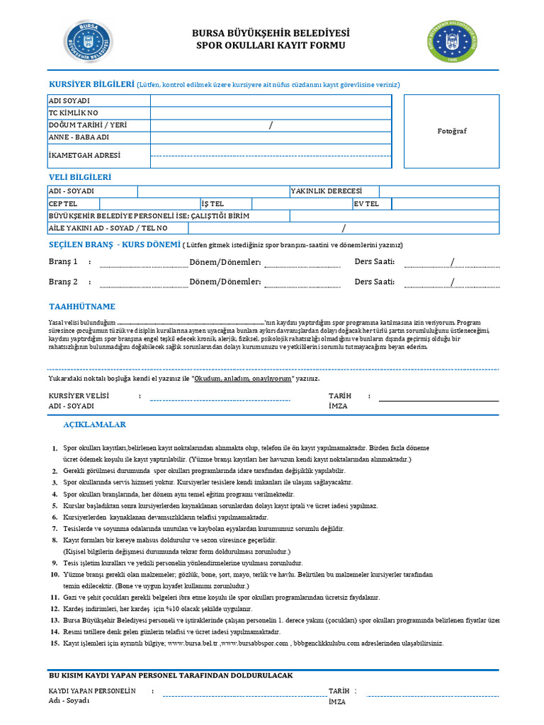 Spor Okullari Kayit Formu | PDF
