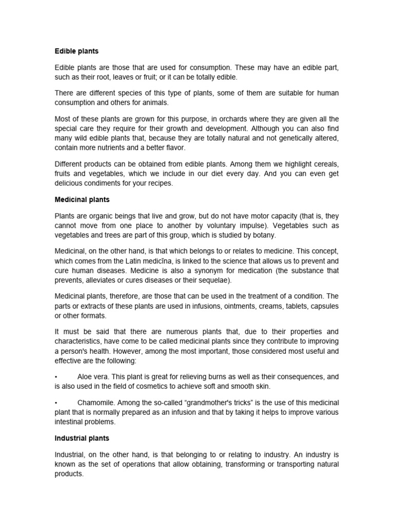 Edible Plants Definition | PDF | Vegetables | Plants