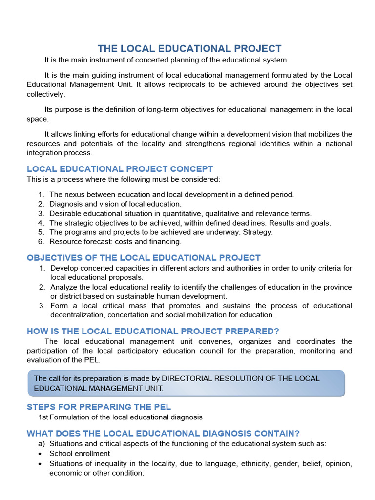 The Local Educational Project | PDF | Strategic Management