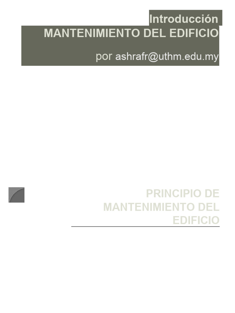CAPÍTULO 1 - Introducción Al Mantenimiento de Edificios | PDF | edificio