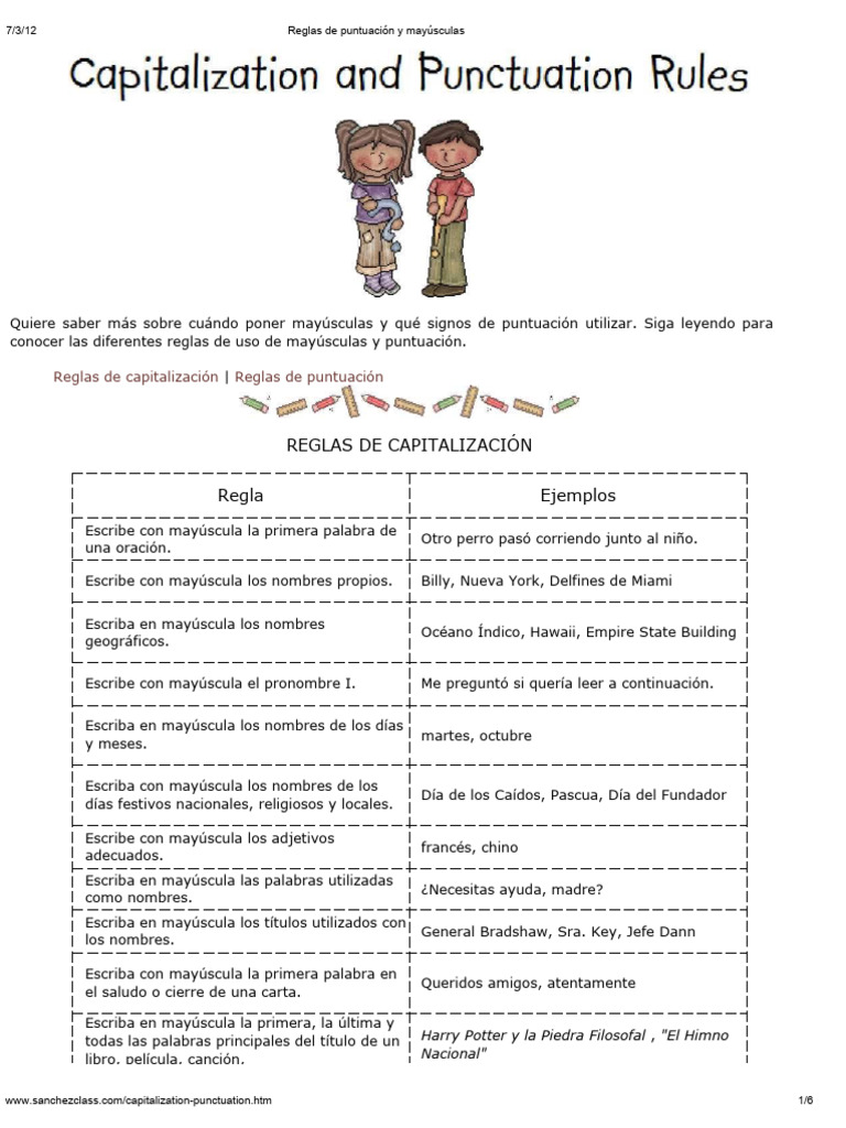 Reglas de Puntuación y Mayúsculas | PDF | Puntuación | Caso de carta