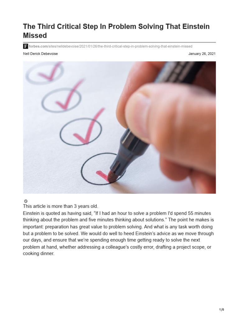 The Third Critical Step in Problem Solving That Einstein Missed | PDF ...