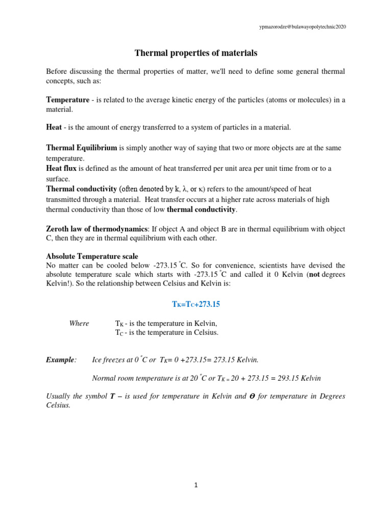 Thermal Properties of Materials | PDF | Electrical Resistivity And ...